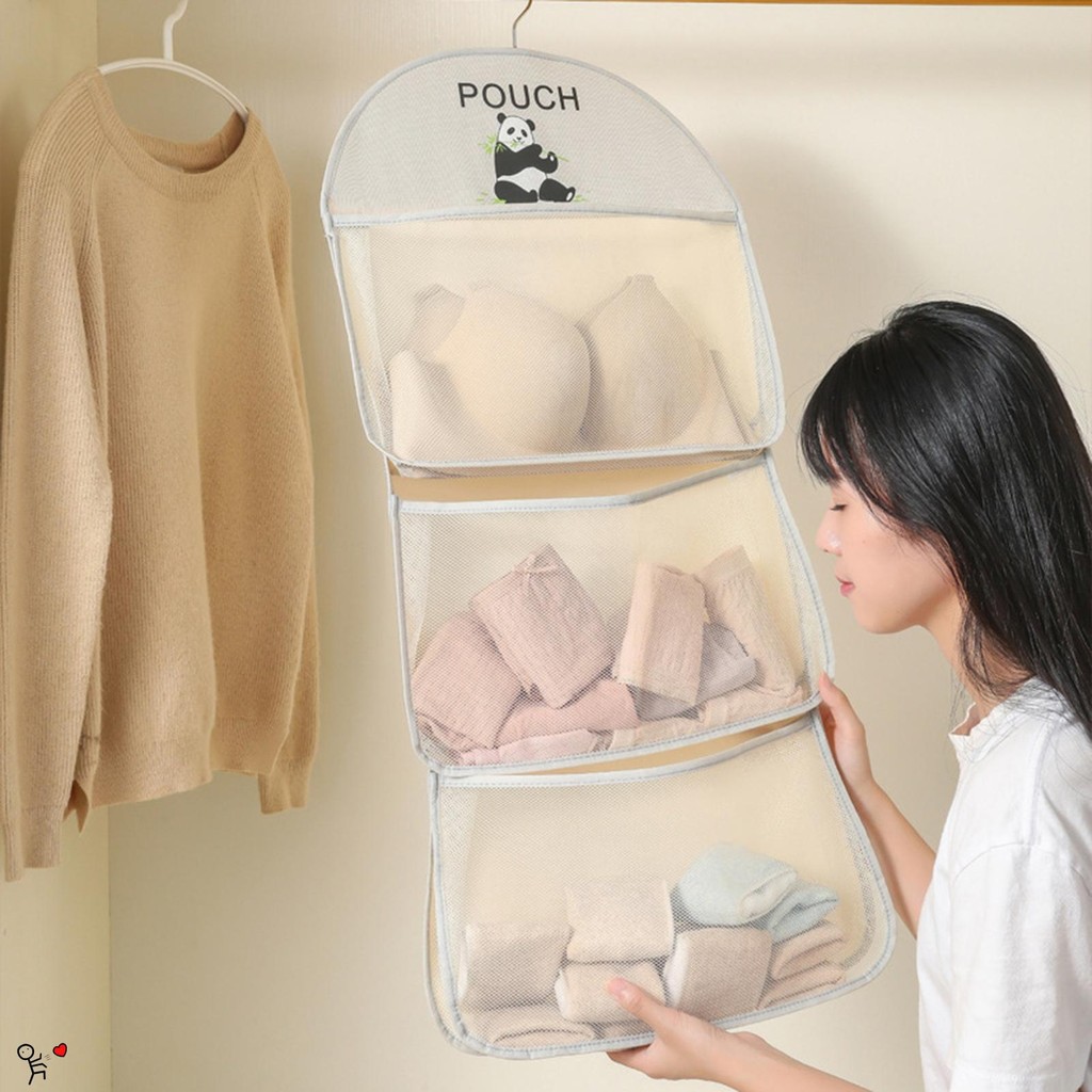 Wardrobe Mesh Storage Hanging Bag Visible Design Multi-Purpose Closet ...