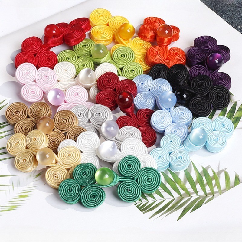 1Pc Cheongsam Button Jade Bead Three Wheel Button Decorative Button ...