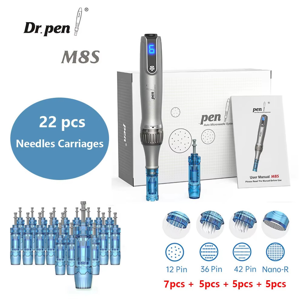 Authentic Dr.pen Ultima M8S Wireless Professional Derma Pen With 22 Needles Catridges For Hair ...