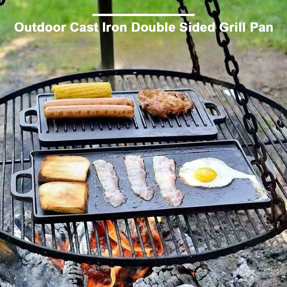 Cast Iron Griddle Plate with Double Handles Griddle Pan for Steaks ...
