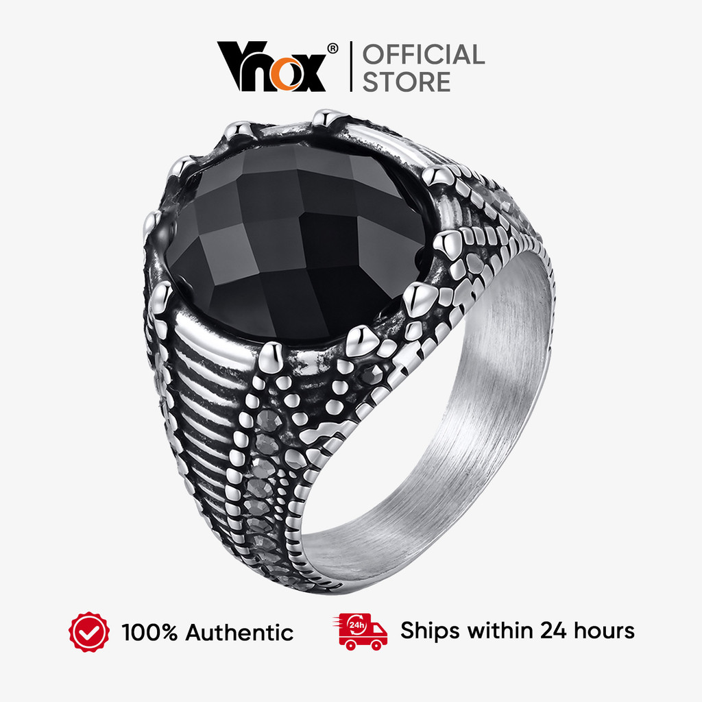 Vnox Gemstone Ring Incise Fashionable Trendy Men's Ring,Non Fading ...