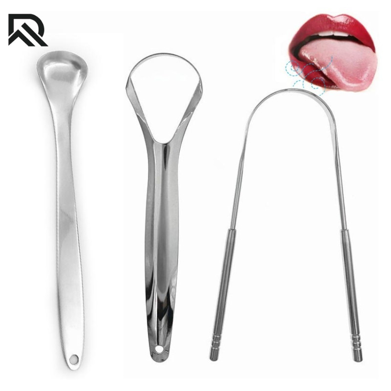 3Pcs/set Steel Tongue Scraper Metal Brush Dental Kit Tongue Cleaner ...