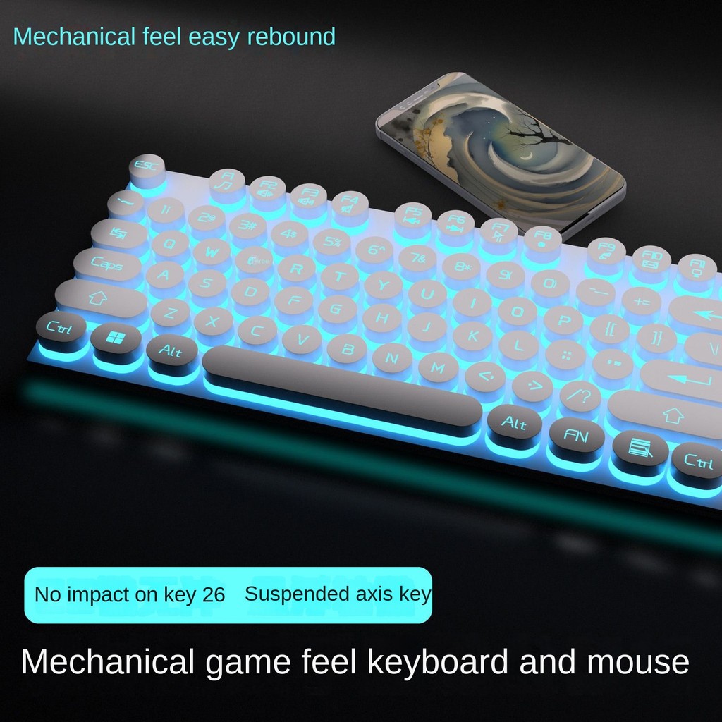Mechanical Keyboard and Mouse Set with Gaming Retro Punk Wired High ...