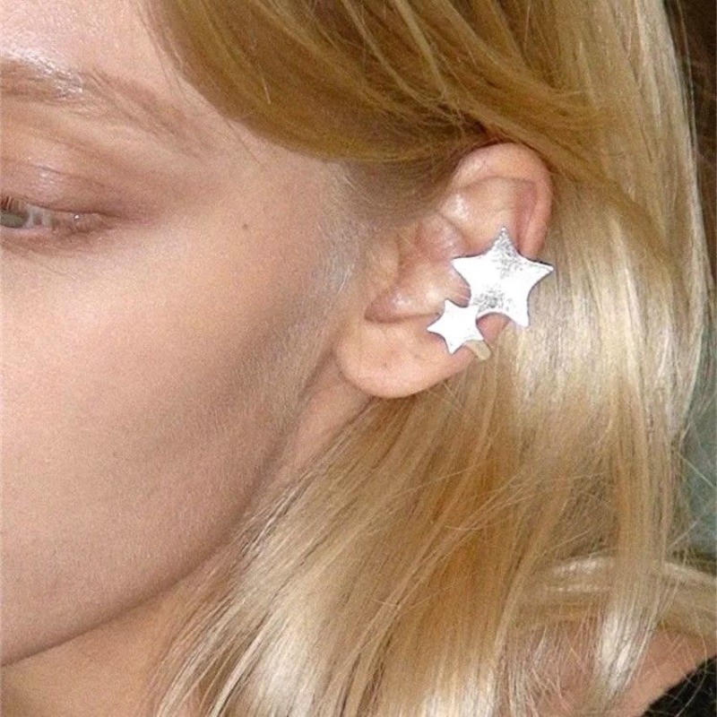 Pentagram Star Ear Cuff Set - Y2K Cartilage Clip Earrings (Edgy ...