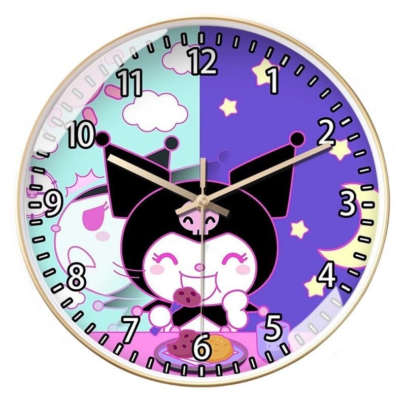 20CM Sanrio Kawaii Anime Kuromi Wall Clock Cartoon Child Bedroom ...