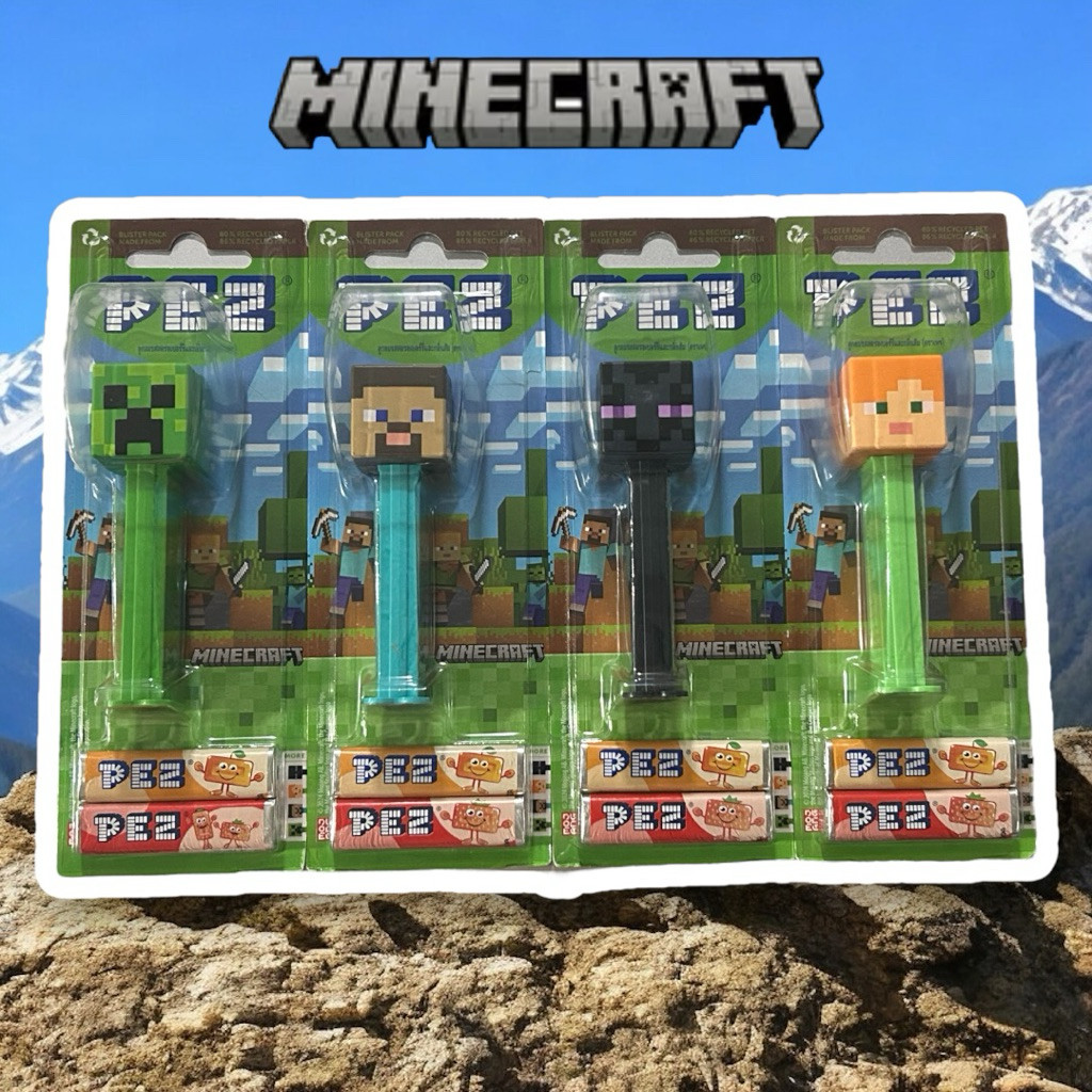 PEZ MINECRAFT COLLECTION Strawberry And Orange Flavour Fruity Candy ...