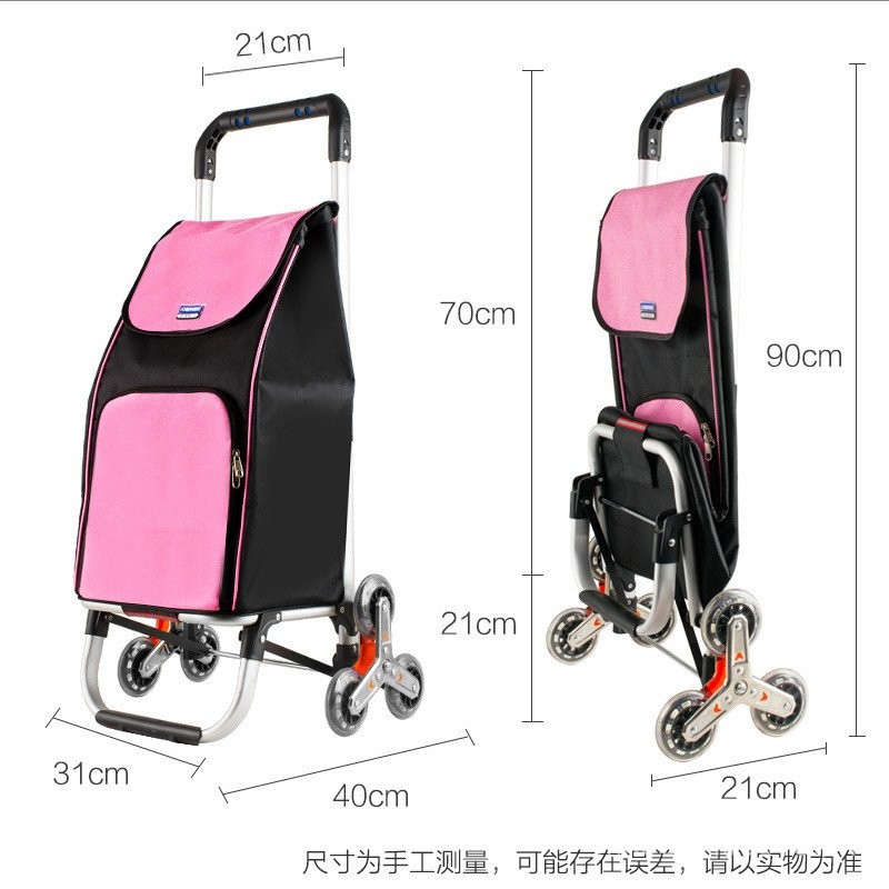 Shopping Cart Stair Climbing Trolley Foldable Grocery Cart Hand Pull ...