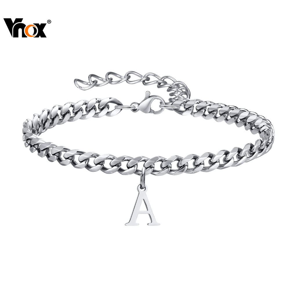 Vnox Non Fading Silver Stainless Steel Bracelet Men's Cuban Chain ...