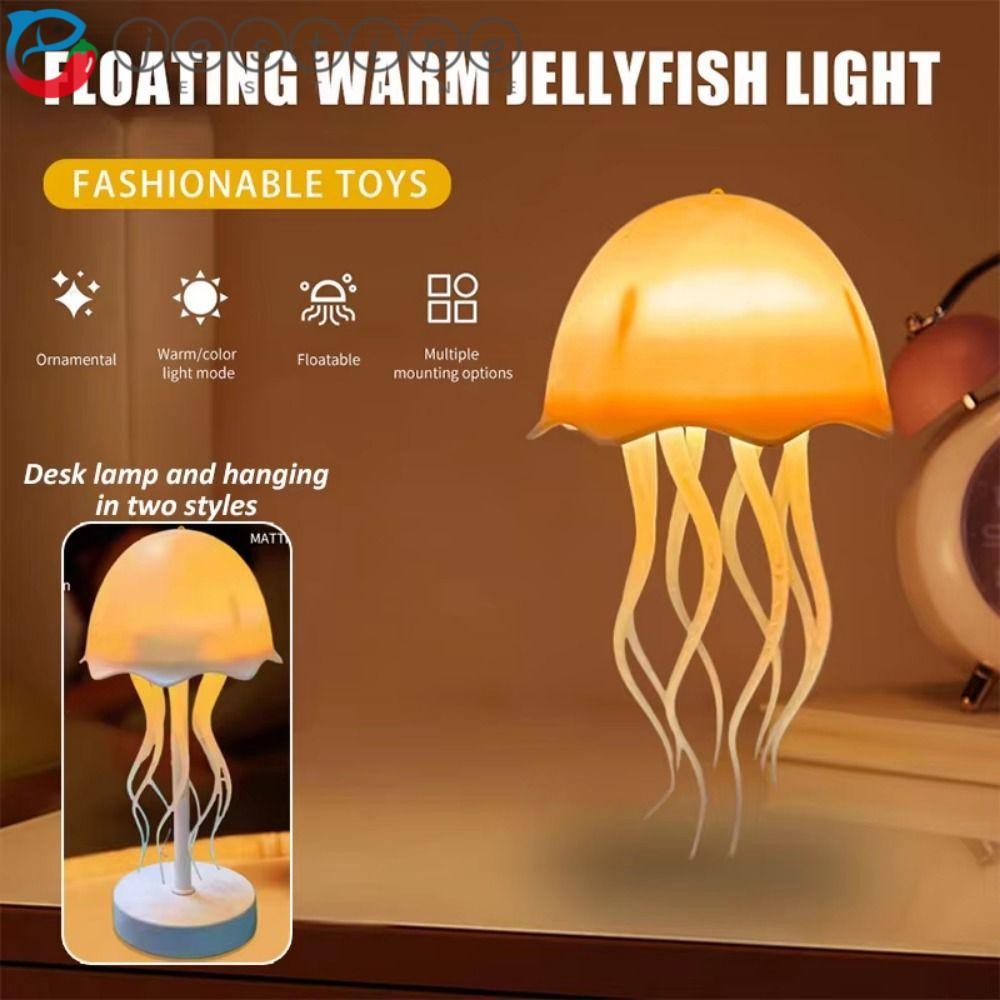 JESTINE 3D Floating Jellyfish Lamp, Warm/RGB Light Adjustable Dynamic ...