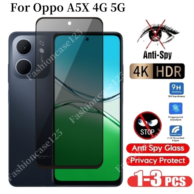 1-3Pcs Oppo A5x 2025 Private Tempered Glass For OPPO A5x 4G 5G OppoA5x 2025 Anti-Spy Full Cover ...