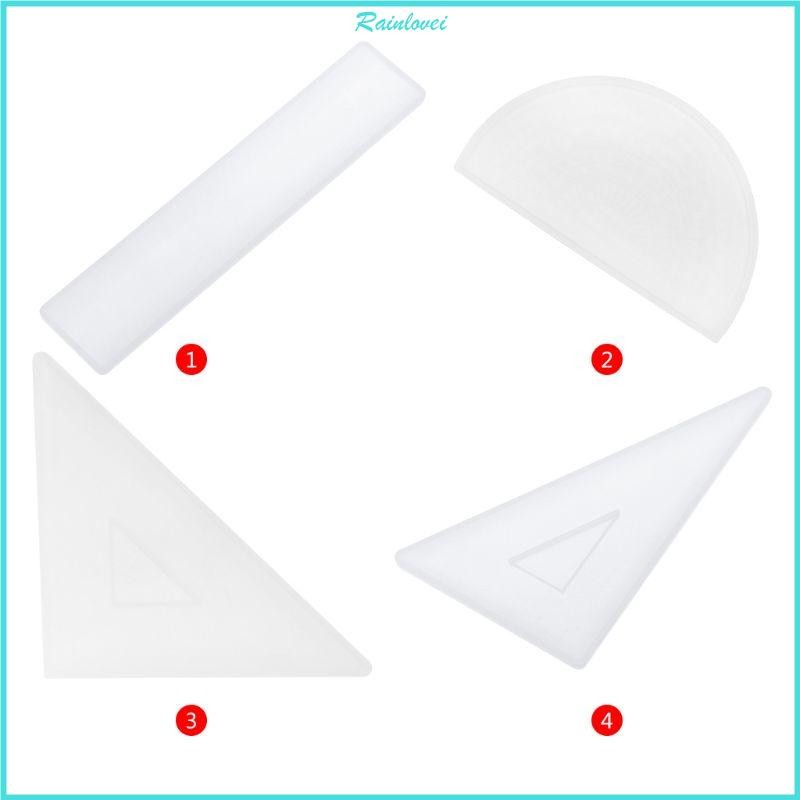 Rainlovei 4 Shapes Silicone Resin Ruler Molds Kit Handmade Straignt ...