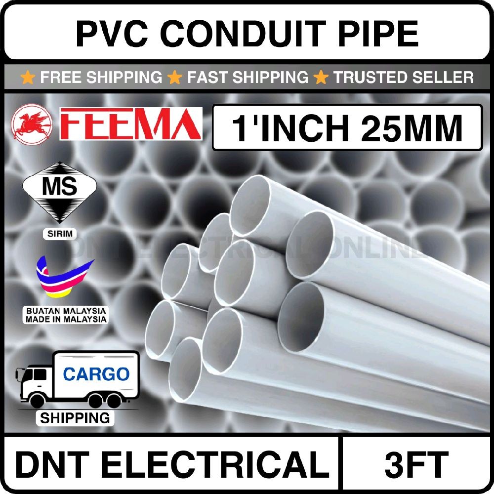 (3 FEET) 25mm 1Inch PVC Conduit Pipe - Paip Pvc Putih PVC Pipe Paip ...
