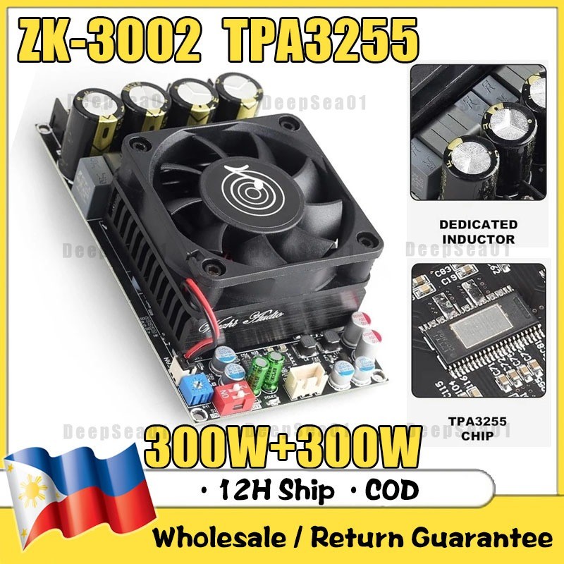 ZK-3002 High-power Dual Channel Amplifier Board for Audio System 300W*2 Power Audio Stereo Board ...