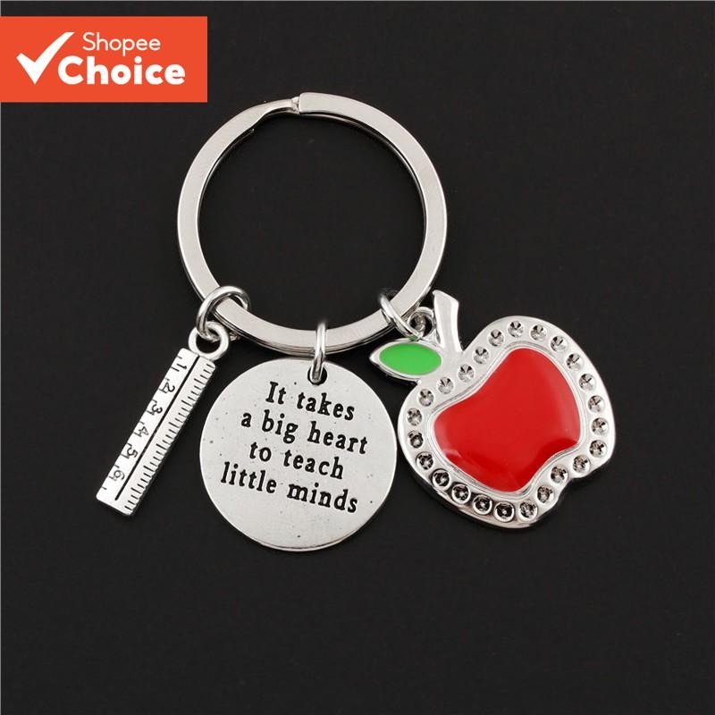 Red Apple Ruler Heart Key Chain Teachers Day Gift Key ring Graduation ...