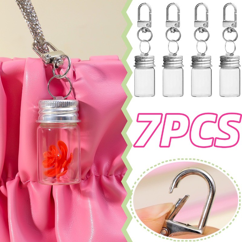 Mini Transparent Glass Bottle Keychain 7ml Perfume Liquid Glass Bottles ...