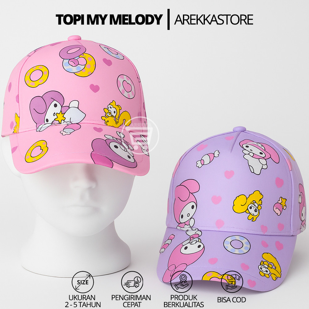 MY MELODY CHARACTER HAT FOR GIRLS | Cute Fullprint Pastel Color Hats ...