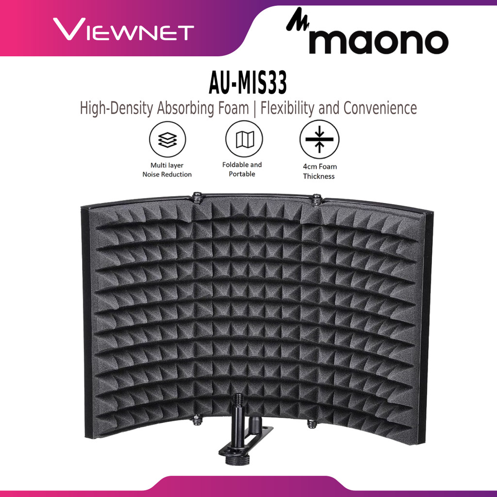 MAONO AU-MIS33 3-PANEL MICROPHONE ISOLATION SHIELD FOR PANEL SOUND ...