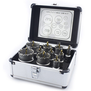 Carbide Hole Saw Kit for Hard Metal 10Pcs TCT 16-53mm Hole Cutter Set for High Precision Cutting ...