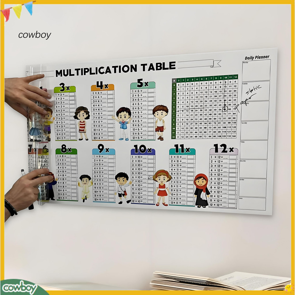 cowboy| Math Exercises Dry Erase Multiplication Table Colorful ...