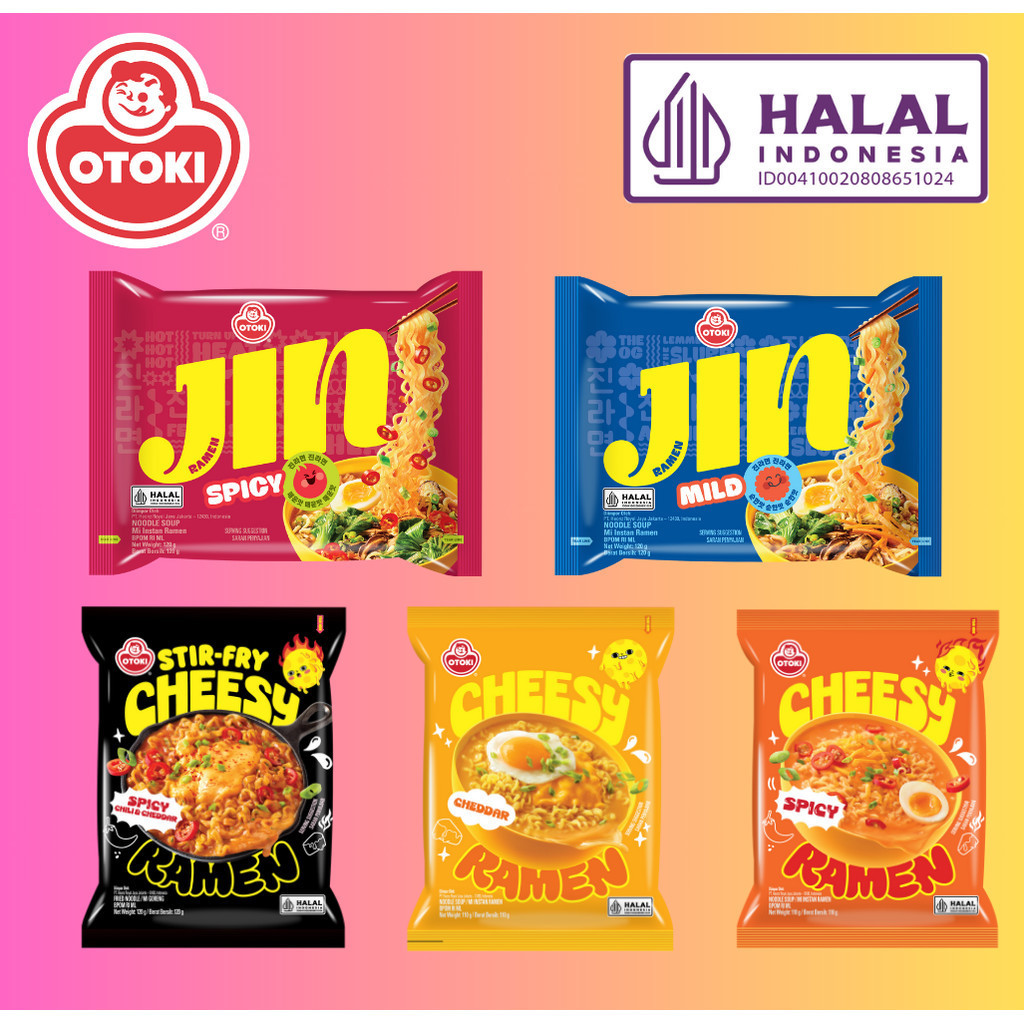 Halal Otoki Jin Ramen Spicy /Mild/Cheesy/Spicy Cheesy/Stir-Fry Cheesy Multipack 120g | Shopee ...
