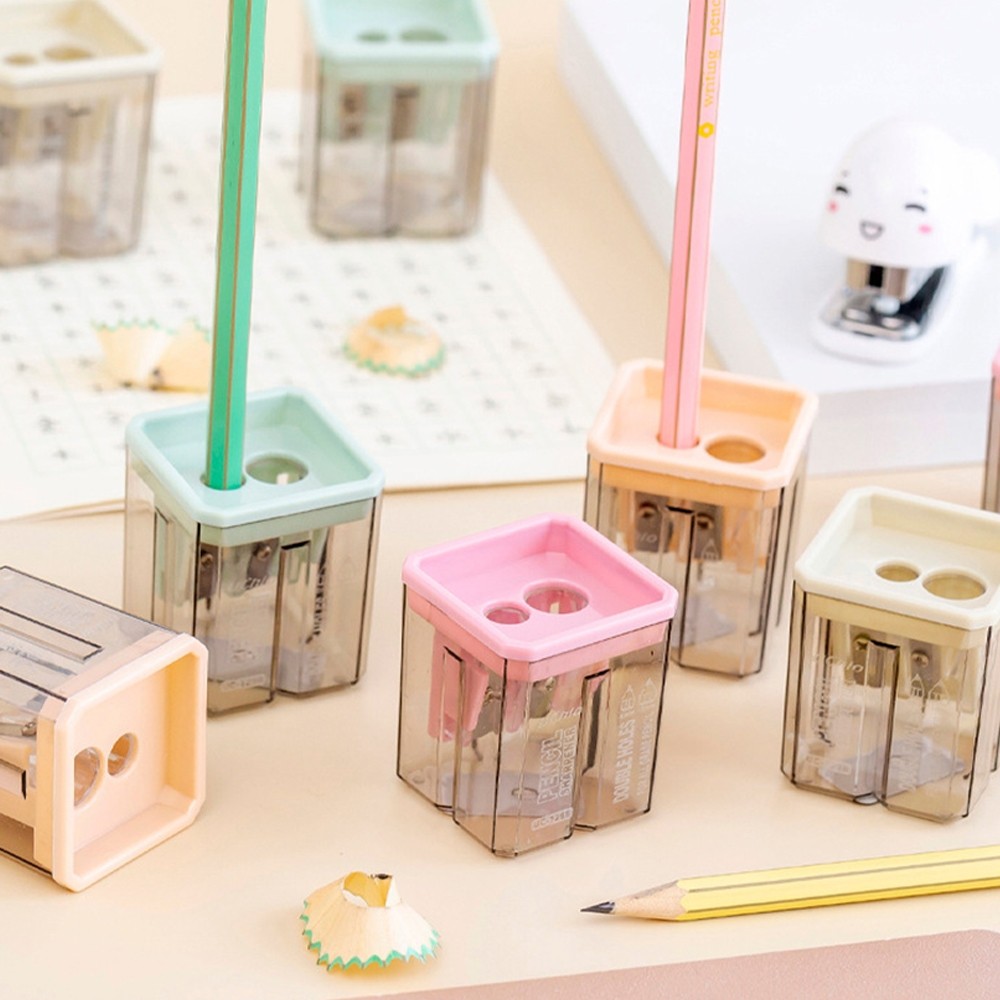 Bulk Cute 2-Hole Pencil Sharpeners - 3pcs/Set Clear Pastel w/ Pencil ...