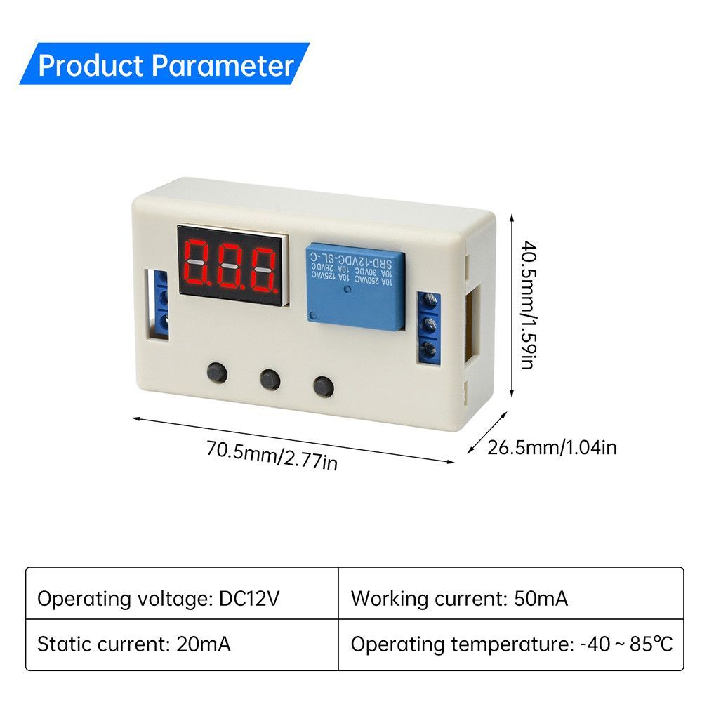 Pcbfun DC 12V Delay Timer Relay LED Digital Display Programmable Readout Multi-function Delay ...