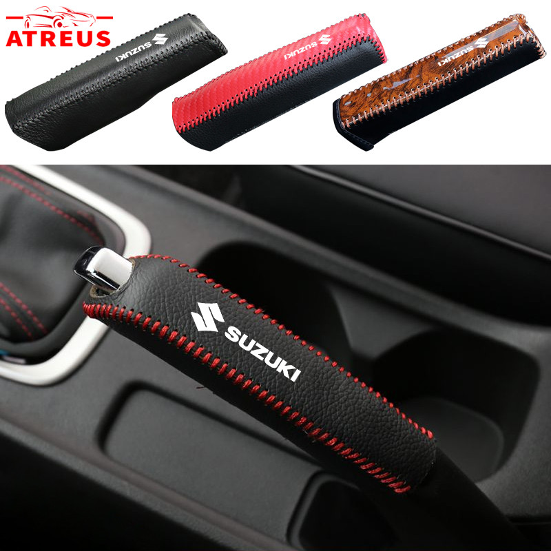 Suzuki Car Leather Handbrake Cover Automobile Gear Handbrake Protective ...