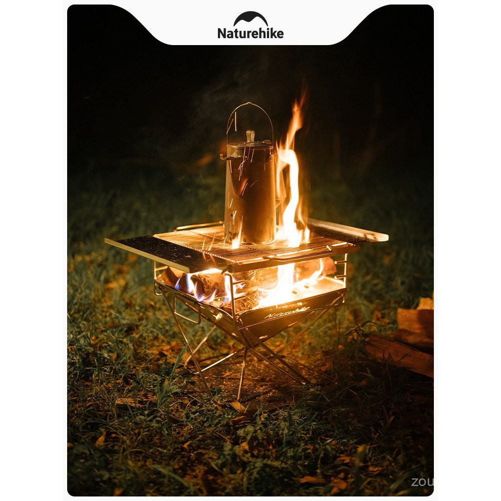 NuoKe Fire Pit Outdoor BBQ Grill Camping Heater Wood Stove Portable Folding Charcoal BBQ Grill ...