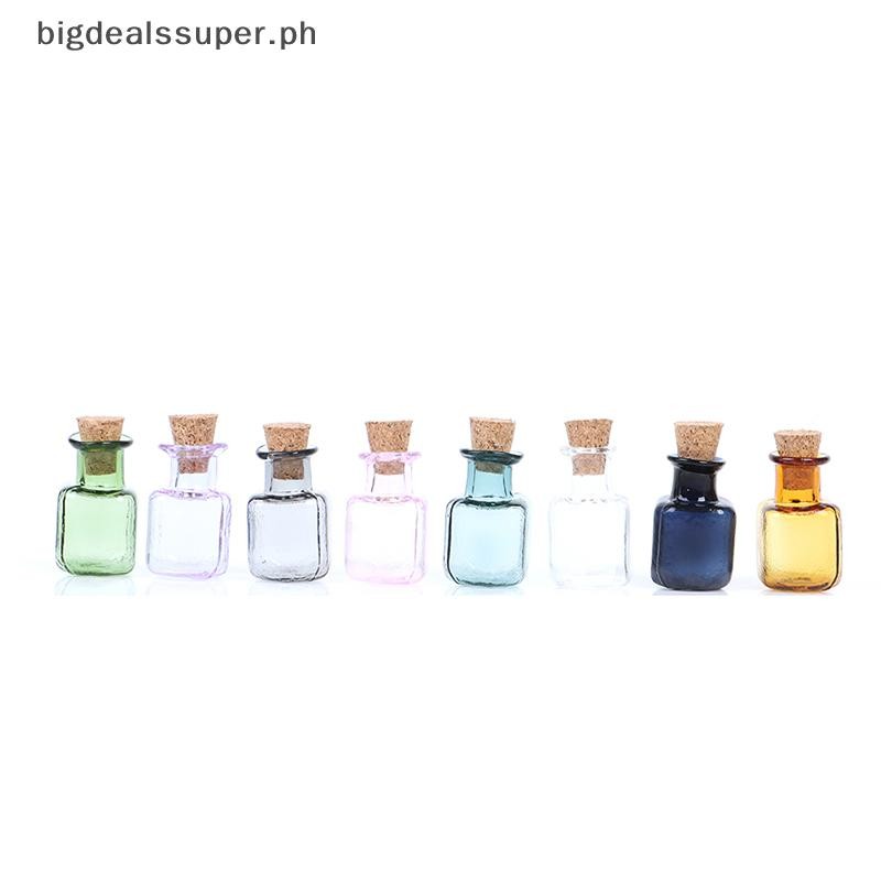Pro 2Pcs 1:12 Dollhouse Mini Glass Color Bottles Cork Bottles Tiny Jar ...