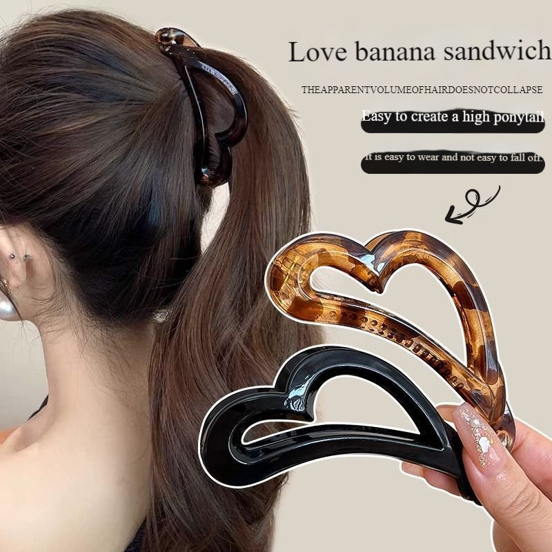 French romantic love hair clip banana style high ponytail clip girl ...