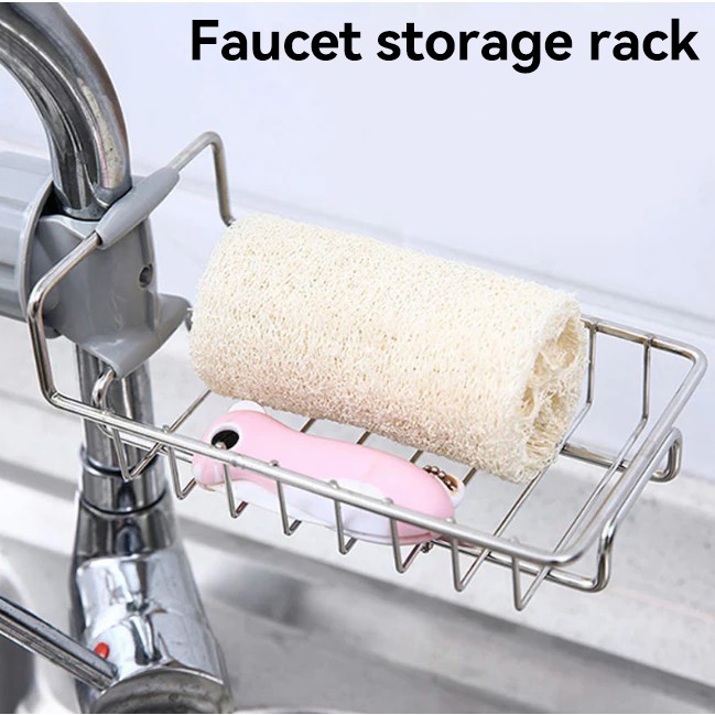 Stainless Steel Kitchen Bathroom Storage Shelves Racks Faucet Dishcloth ...