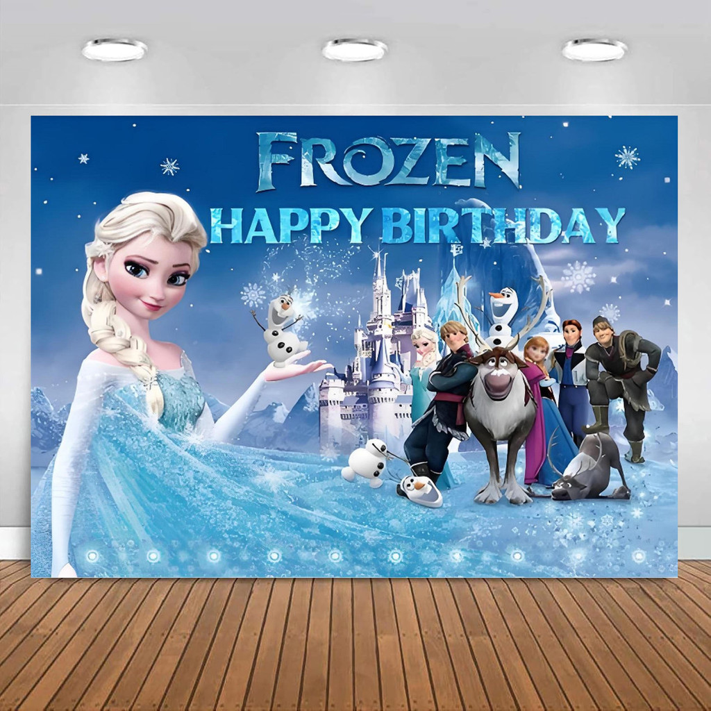 1Pc 2D 125*80CM Disney Frozen Elsa Anna Backdrop Kids Girls Birthday ...