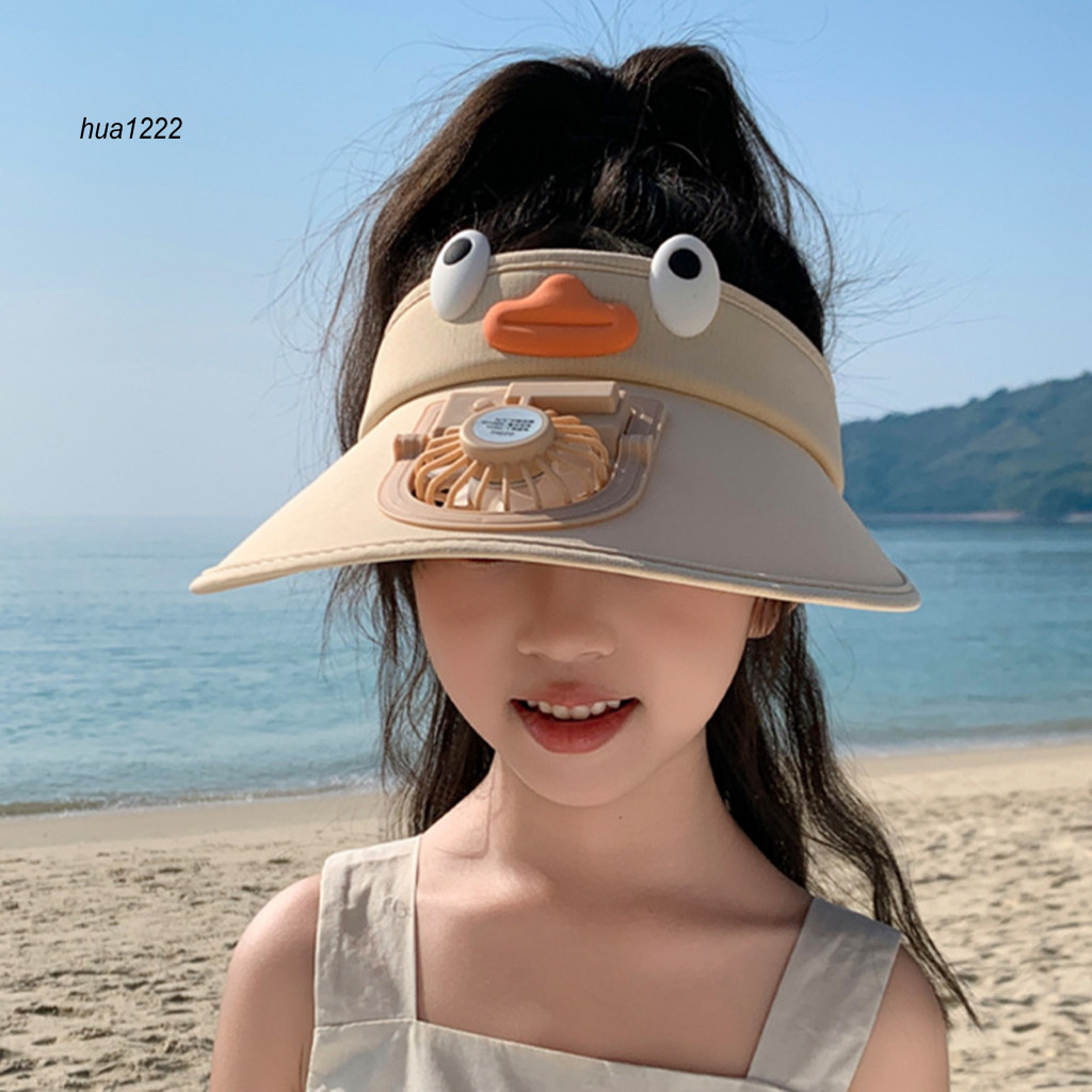 HUA_ Pvc Material Sun Hat for Children Uv-resistant Kids Hat with Fan ...