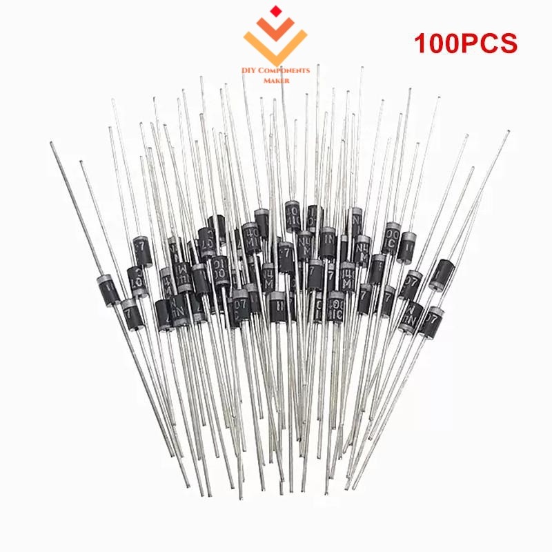 New 100pcs/lot 1N4007 4007 1A 1000V DO-41 Rectifier Diode | Shopee Philippines