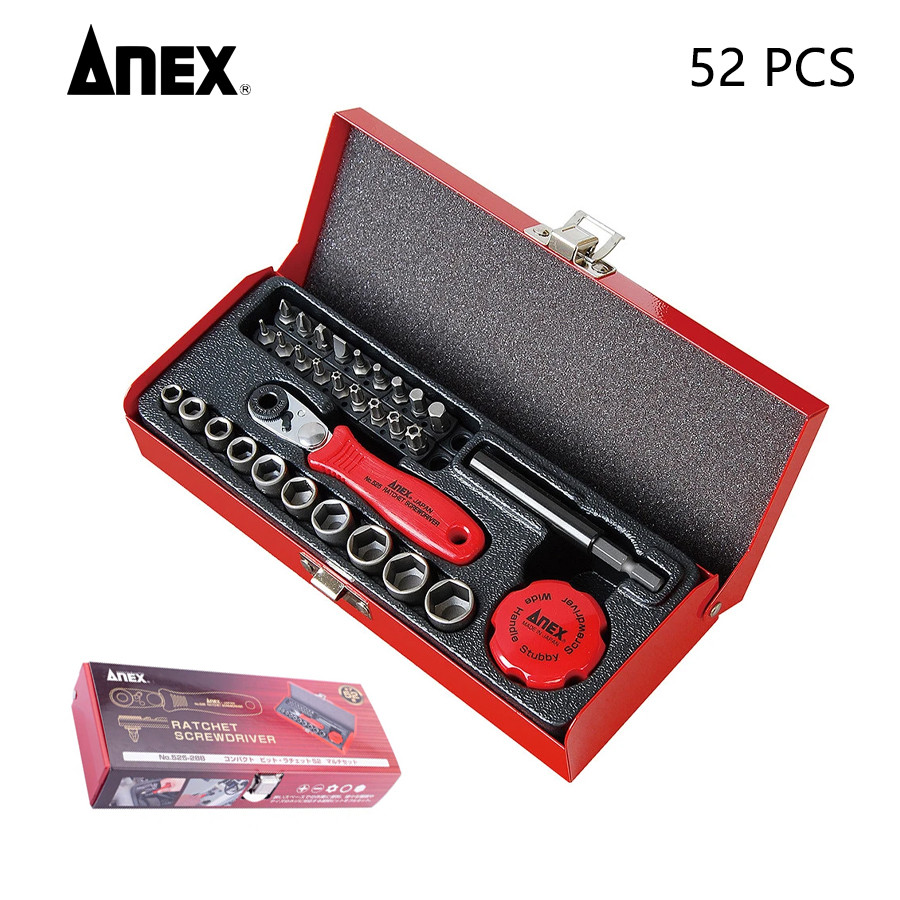 ANEX 52 in 1 Ratchet Screwdriver Set 1/4 " with Socket and Extension ...