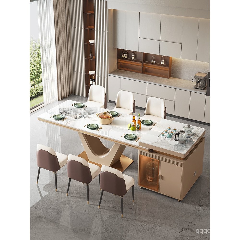 Island Table Dining Table Integrated Home Use Movable with Induction ...