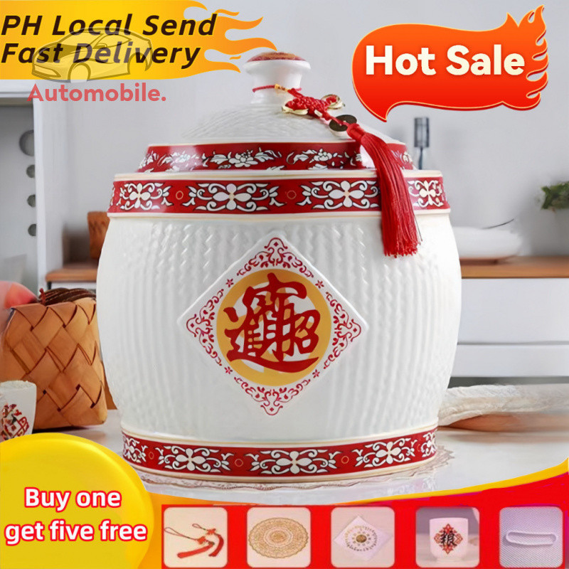 [COD]Ceramic Rice Storage/Rice Storage/ Rice Vase Porcelain Rice ...