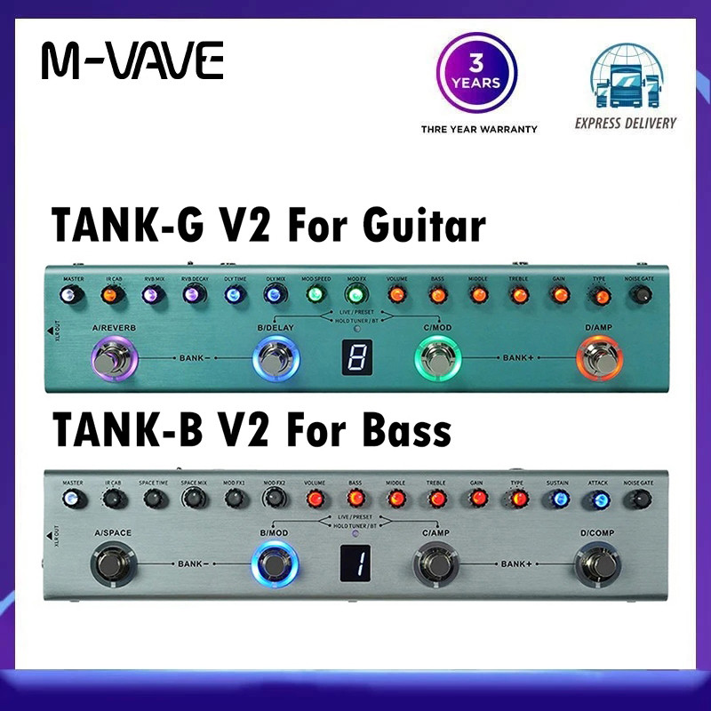 M-VAVE Tank-G V2 Guitar TANK-B V2 BASS Multi-Effects Pedal TANK-G TANK ...