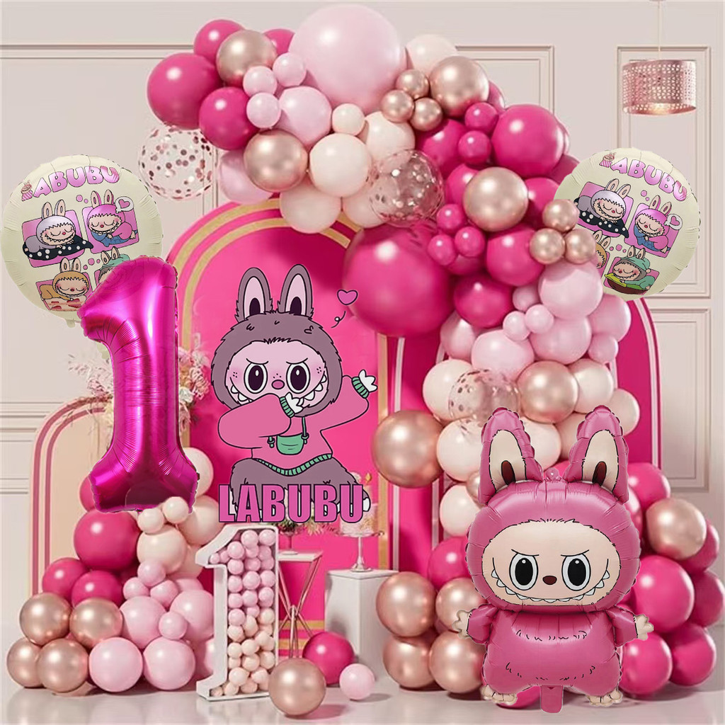 Labubu birthday decor set Theme Balloon 1-9 th Foil Balloon Baby Shower ...