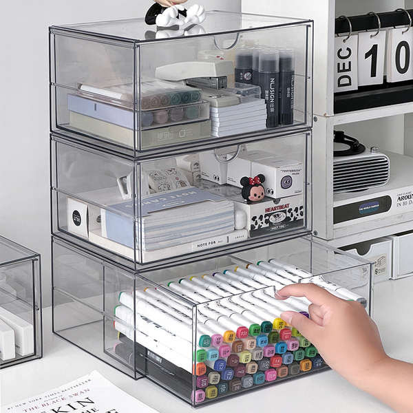 crayon case organizer Transparent marker pen storage box brush color ...