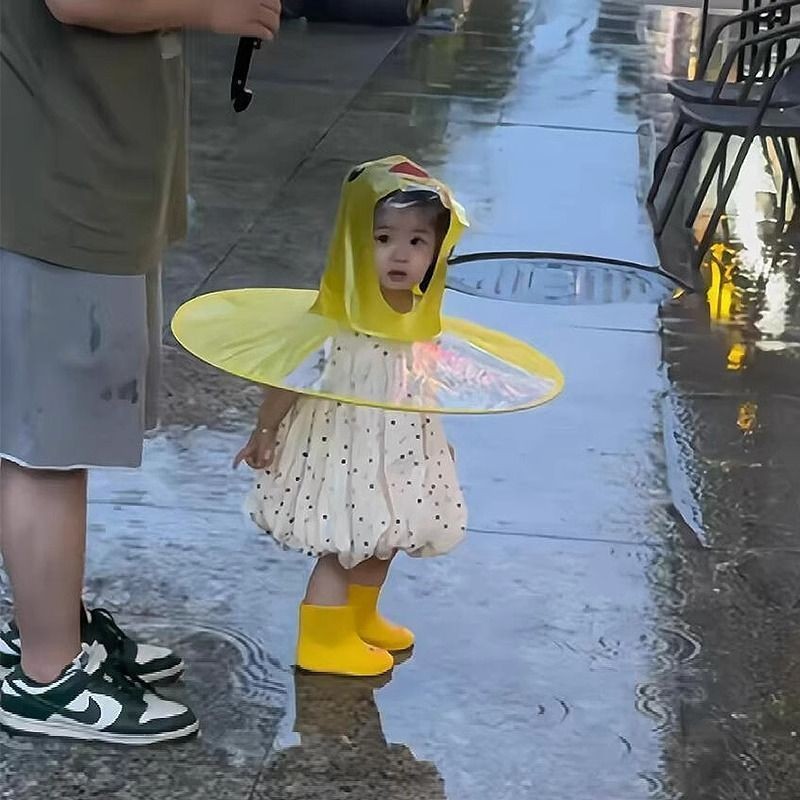 Little Yellow Duck UFO Raincoat Kids Cape Style Umbrella Hat ...