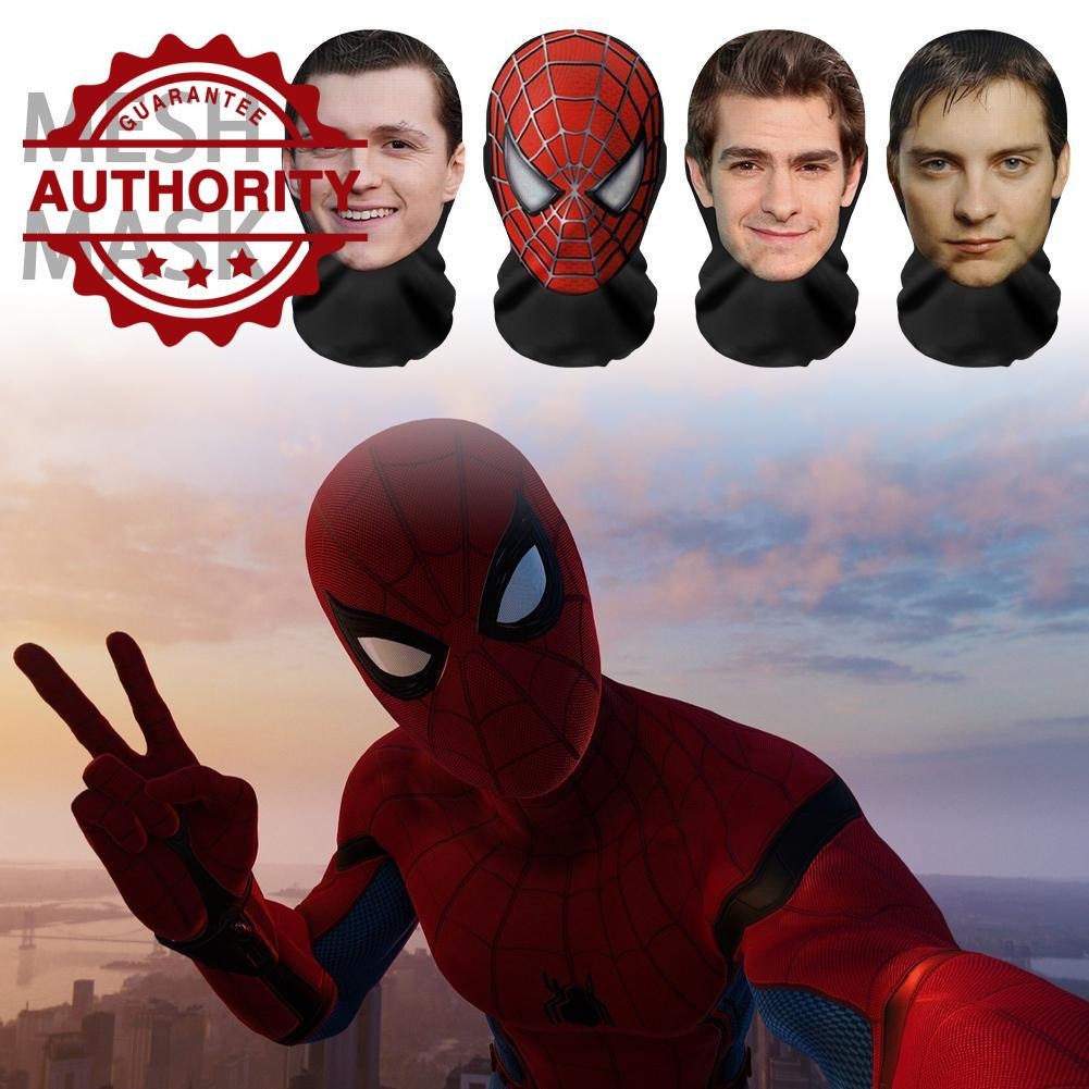 Funny 3d Printed Realistic Face Mask Spider-man Elastic Mesh Full Face ...