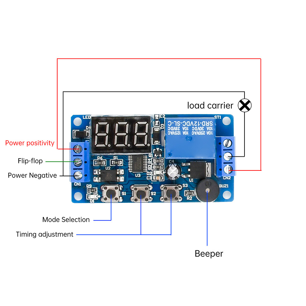 Pcbfun DC 12V Delay Timer Relay LED Digital Display Programmable ...