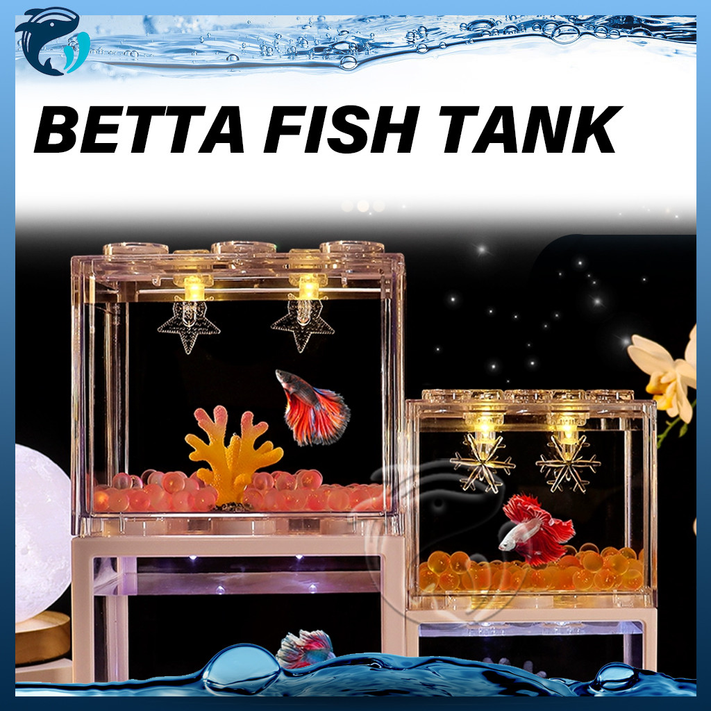 Fish Tank Betta Fish Tank Mini Lego Aquarium Block Guppy | Shopee ...