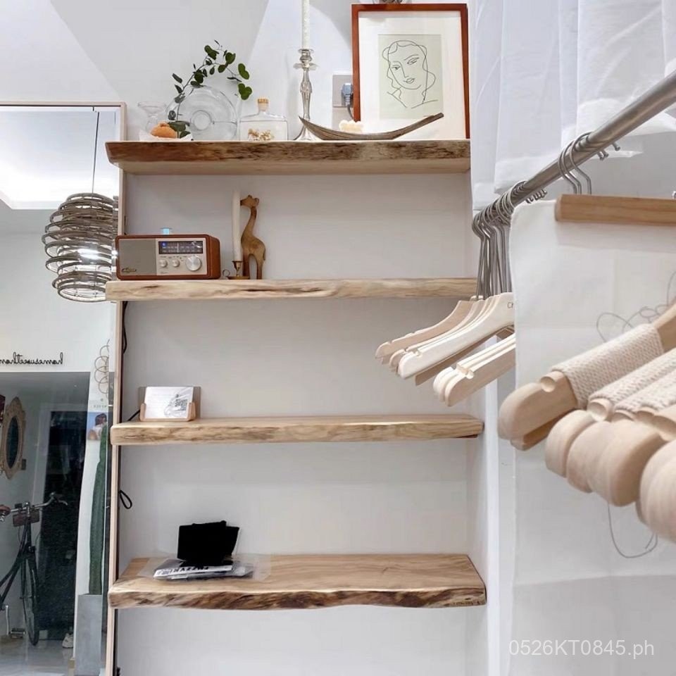 Wall-Mounted Storage Rack Irregular Yukan Bookshelf Retro Solid Wood ...