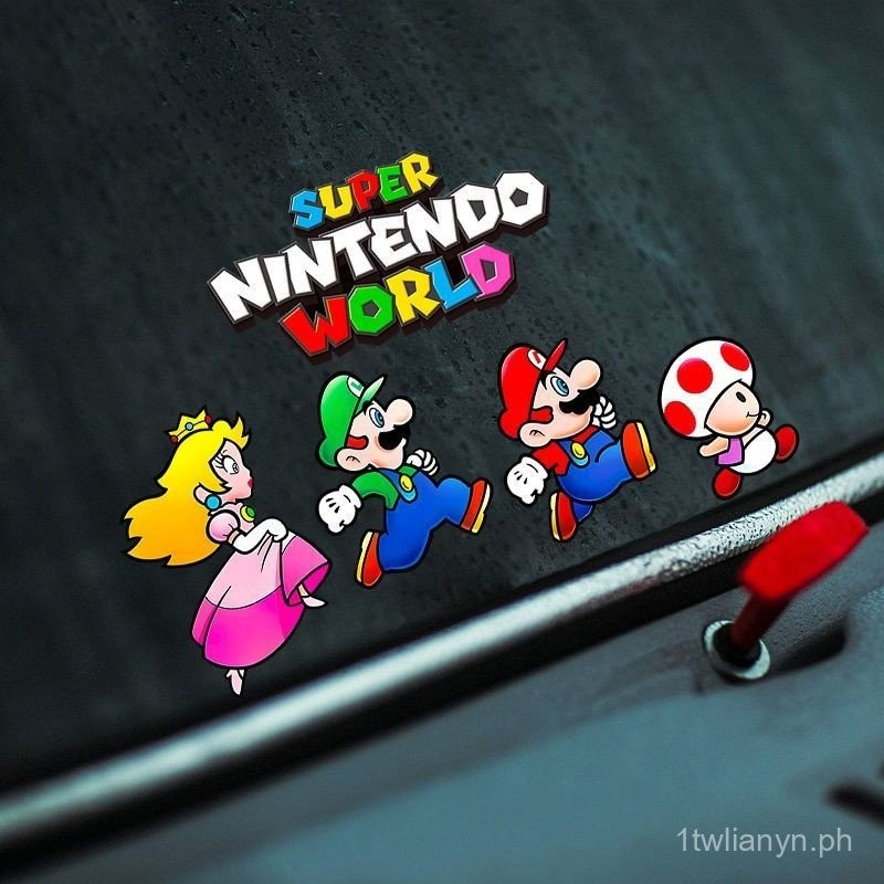 Mario Brothers Car Stickers Cheerful Jumping Super Mario Cartoon ...