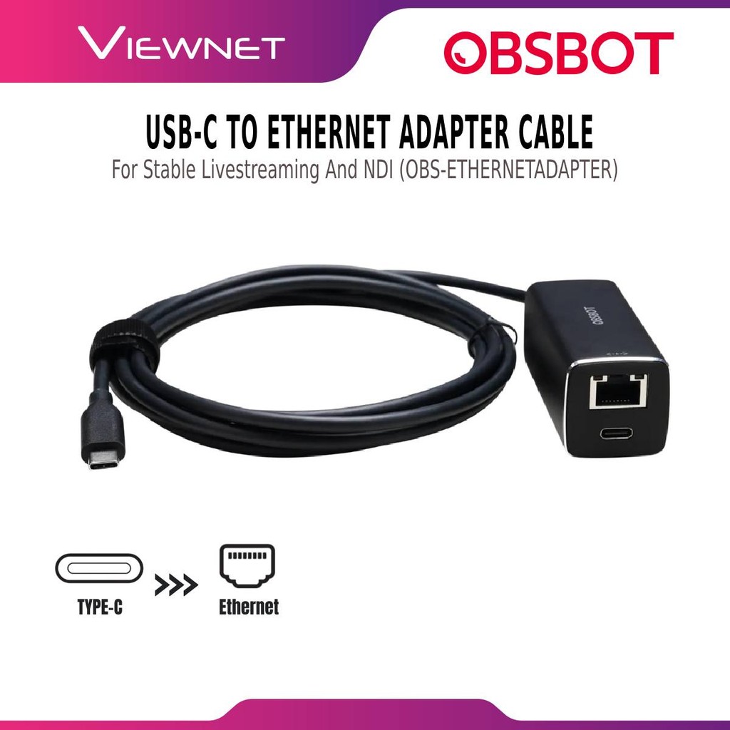 OBSBOT USB-C TO ETHERNET ADAPTER CABLE FOR STABLE LIVESTREAMING & NDI ...
