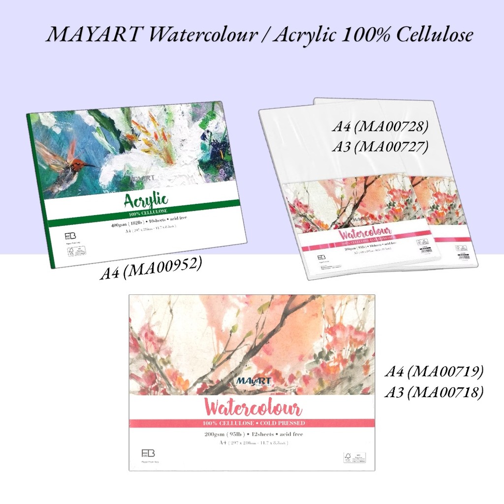 MAYART Watercolour Paper Cold Press Acrylic Painting Paper Pad 100% ...