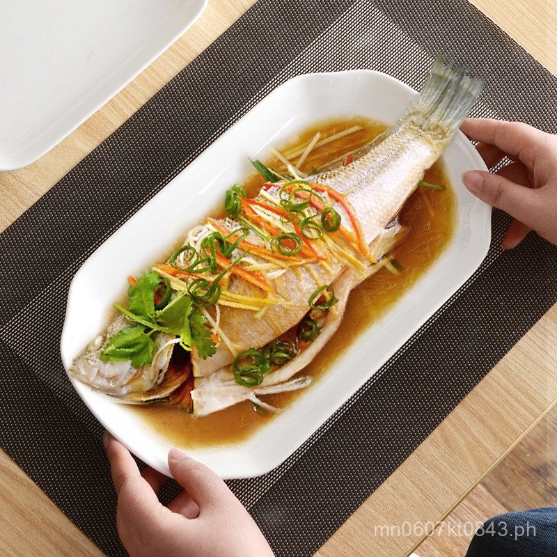 Bone China Deep Plate Fish Plate Home Use Large Size Star Pure White ...
