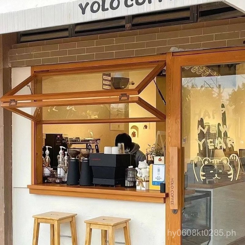 Up and Down Door Window Coffee Shop Customizable Folding Wooden Door ...